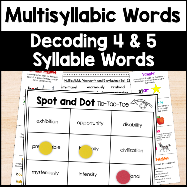 Decoding Multisyllabic Words Activities Words With 4 And 5 Syllables