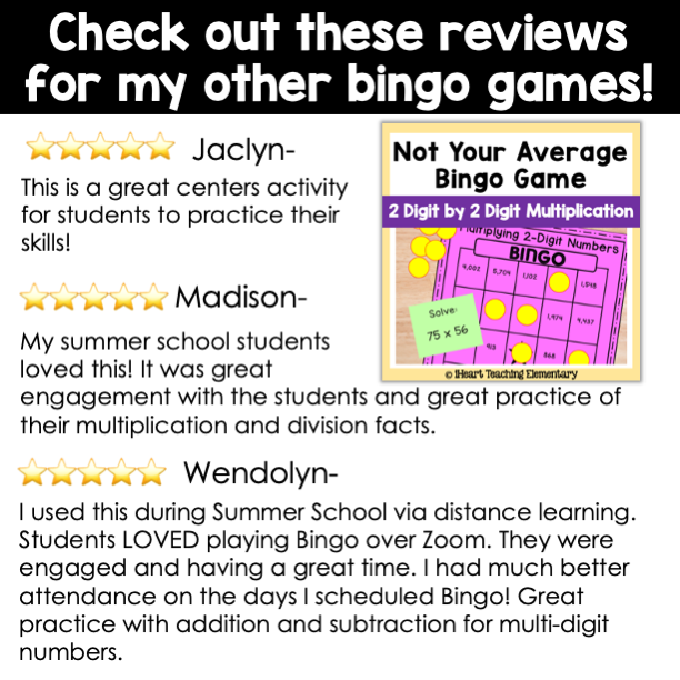 2 Digit By 2 Digit Multiplication Bingo Game 2 Digit By 2 Digit Multiplication Bingo Game