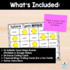 Syllable Types Bingo Game