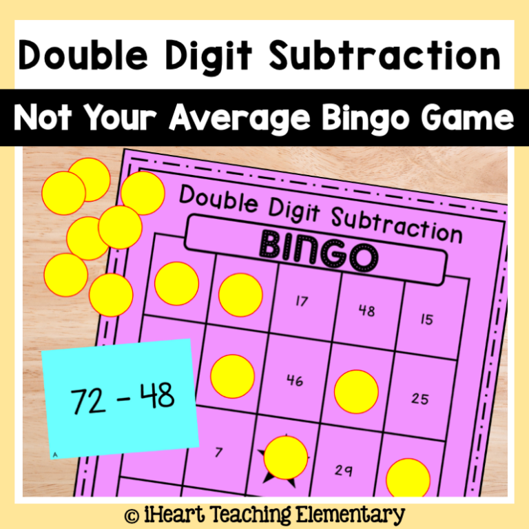 Double Digit Subtraction With Regrouping Bingo Game for Review or ...